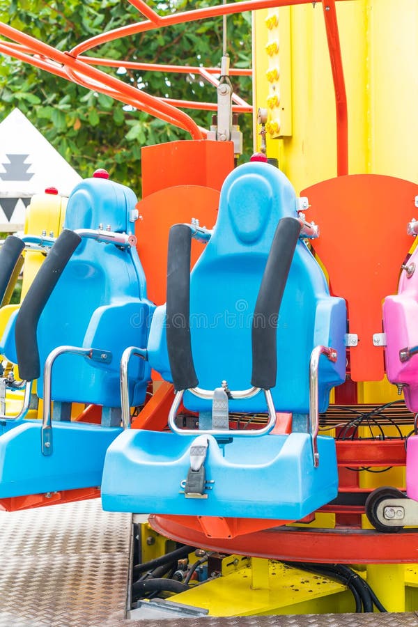 Colorful Roller Coaster Seats at Amusement Park Stock Image - Image of ...