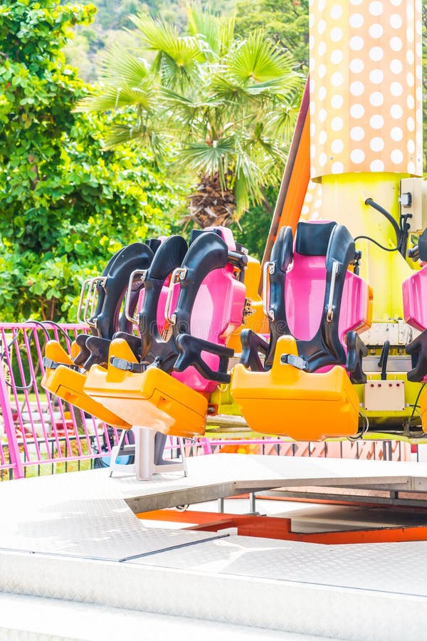 Colorful Roller Coaster Seats at Amusement Park Stock Image - Image of ...