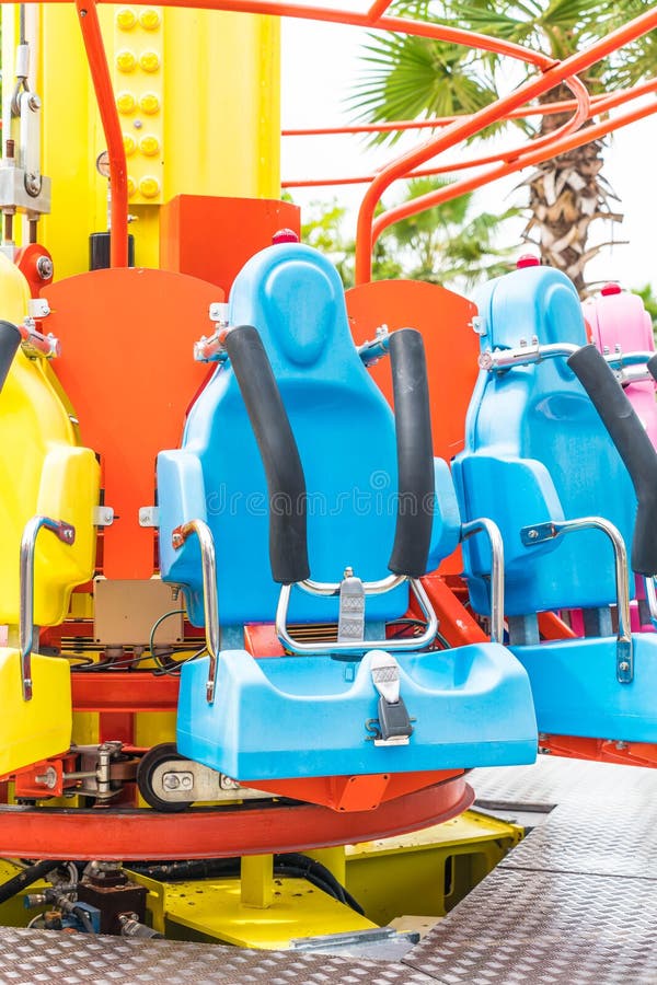 Colorful Roller Coaster Seats at Amusement Park Stock Image - Image of ...