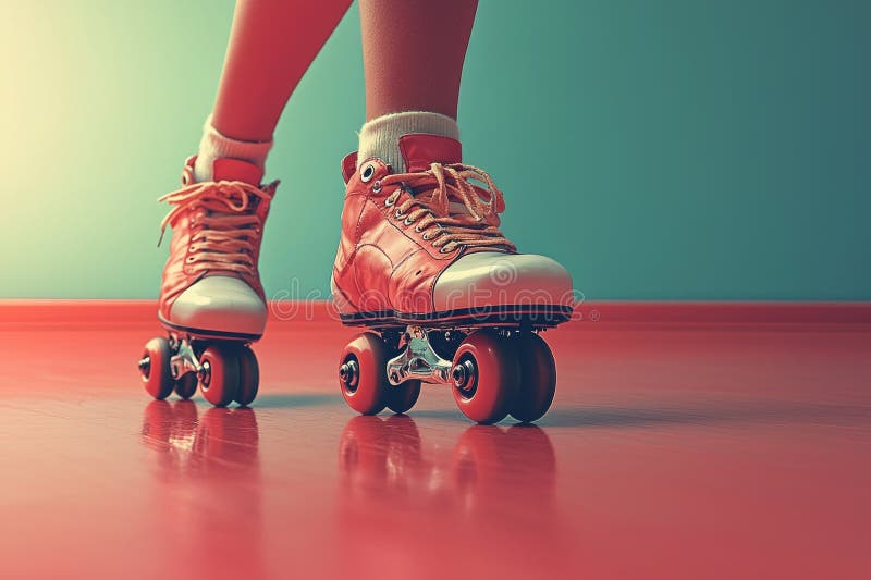 Colorful Roller Skates and Helmet Sit on Smooth Surface Inviting Fun ...