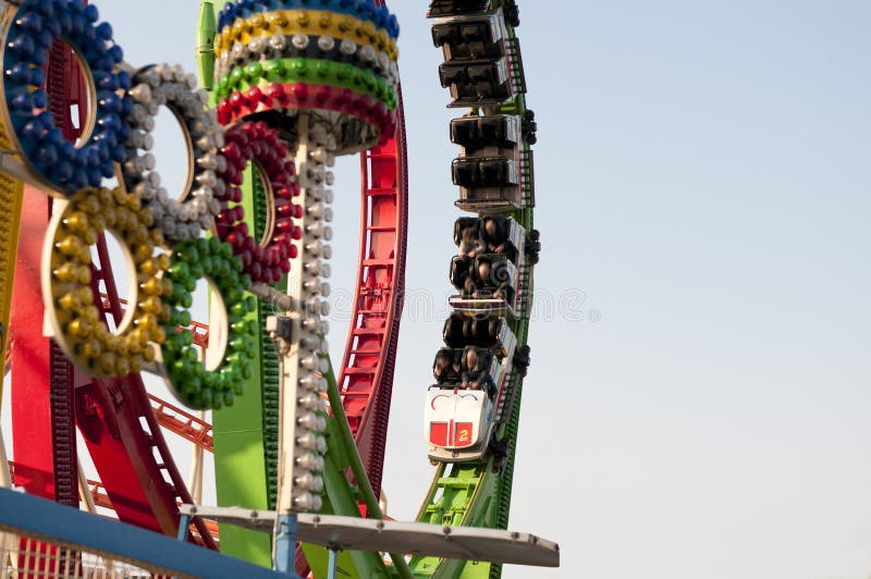 Colorful Rollercoaster Track Stock Image - Image of funfair, thrill ...
