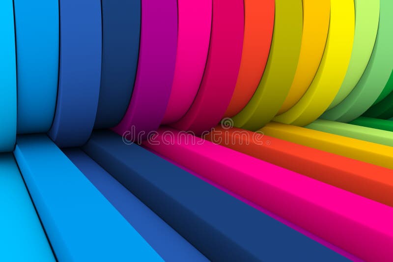 Colorful Rolling Wheels Abstract Background 3D Stock Illustration ...