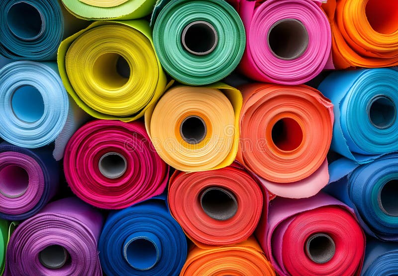 Colorful Fabric Rolls Abstract Background Stock Illustration ...