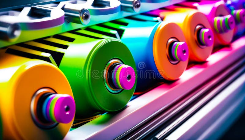 Colorful Rolls of Paper on Printer. Generative AI Stock Photo - Image ...