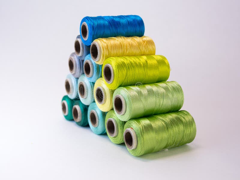 Colorful rolls of thread. stock image. Image of needles - 65989385