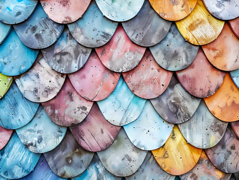 A Colorful Roof with Many Different Colored Tiles Stock Photo - Image ...