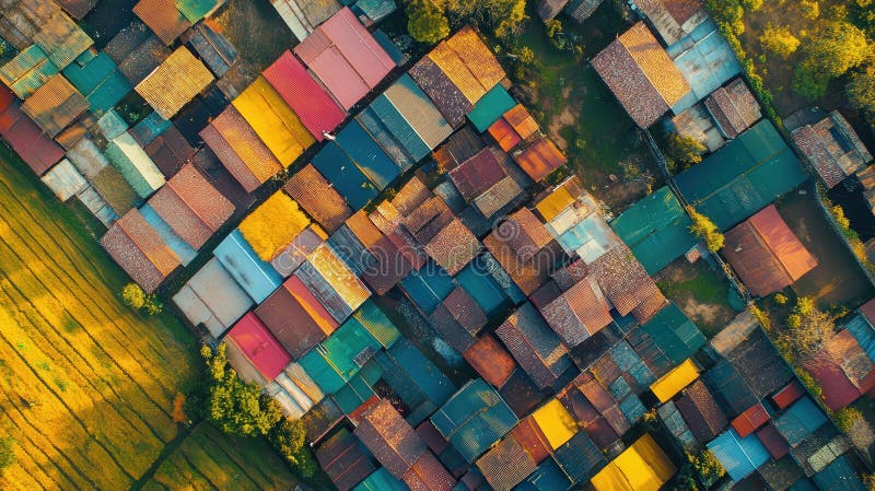Colorful Rooftops Seen from Above Create a Vibrant Patchwork. this ...