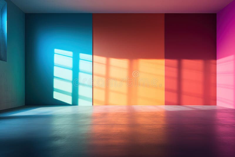 Colorful Room with Shadow Patterns on Walls Stock Illustration ...