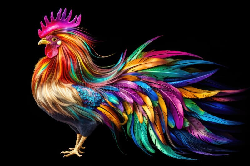 A Colorful Rooster with a Crown on Its Head Stock Image - Image of ...