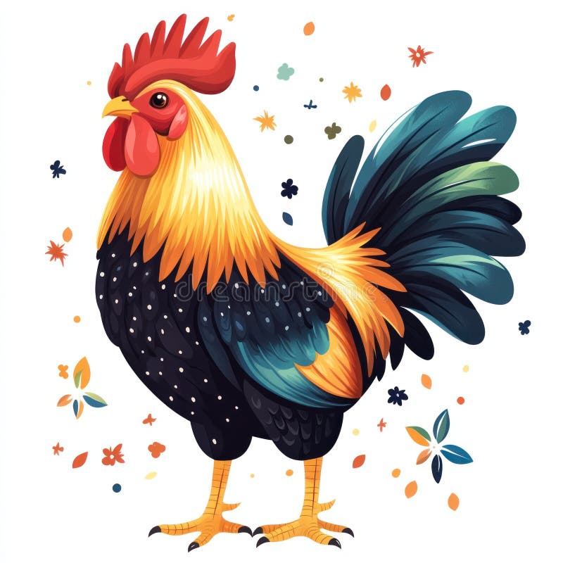 Vibrant Rooster Illustration Stock Illustration - Illustration of cute ...