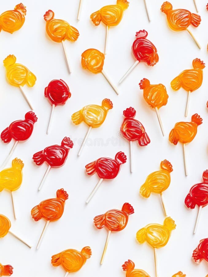 Colorful Rooster Shaped Lollipops Display with Ample Copy Space for Creative Designs and Fun ...