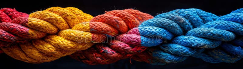 Colorful Rope Intertwined in a Complex Knot Stock Illustration ...