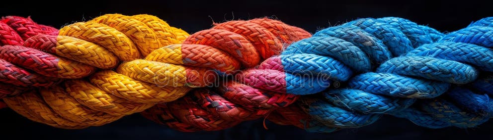 Colorful Rope Intertwined in a Complex Knot Stock Illustration ...