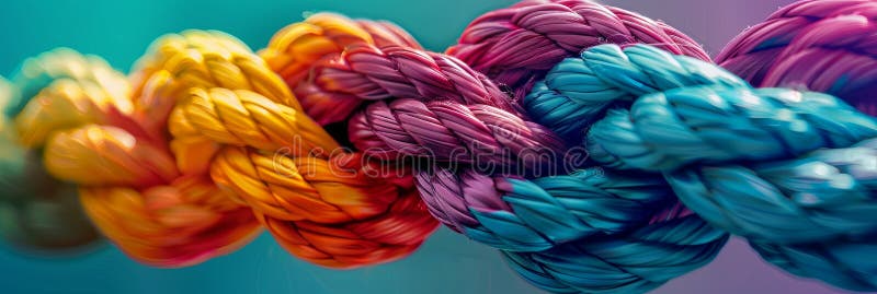 Colorful Rope Knots Representing Team Collaboration and Integration ...