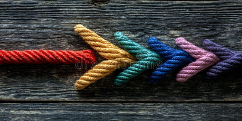 Colorful ropes form arrows stock illustration. Illustration of knot ...