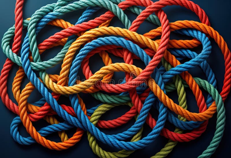 Colorful Ropes Form Tangled Mess. Abstract Representation of Confusion ...
