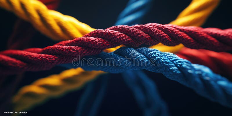 Colorful Ropes Intertwined Representing Connection and Teamwork ...