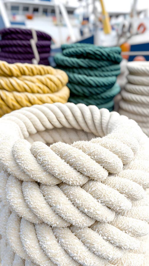 Colorful Ropes Stacked at a Marina. Stock Illustration - Illustration ...
