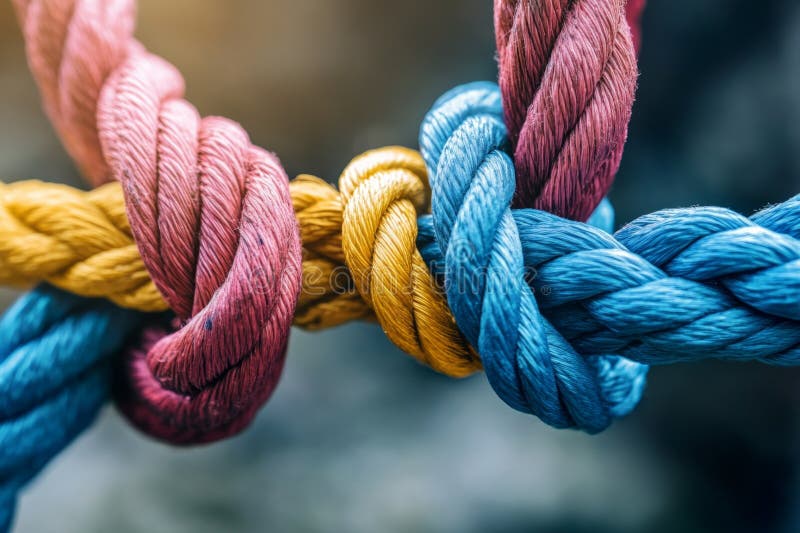 Colorful Rope Tied Together Knot Concept Unity Connection Stock Photos ...