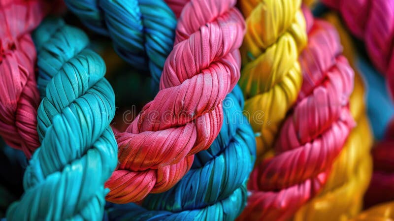 Colorful Ropes Wrapped Together, Close-up View Stock Image - Image of ...