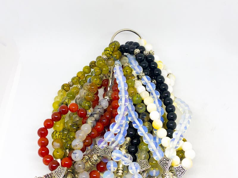 Colorful Rosary Varieties, White Background. Stock Photo - Image of ...