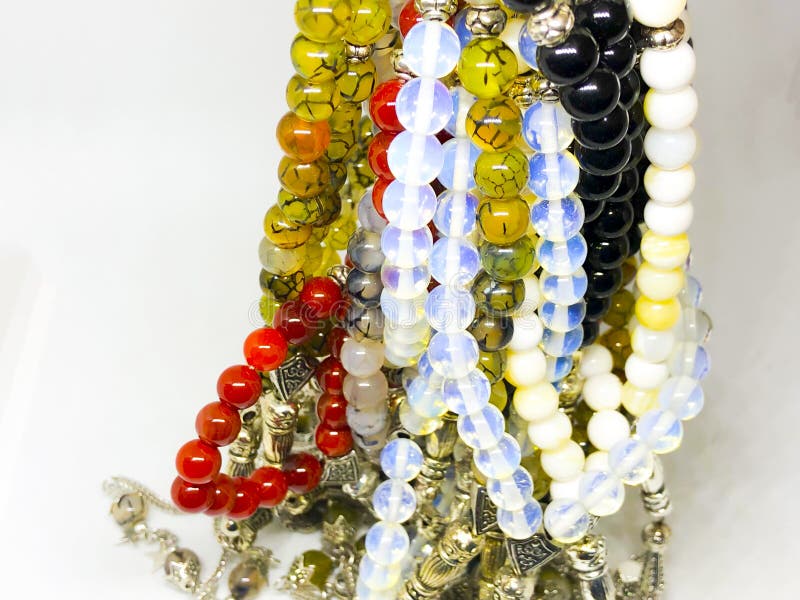 Colorful Rosary Varieties, White Background. Stock Image - Image of ...