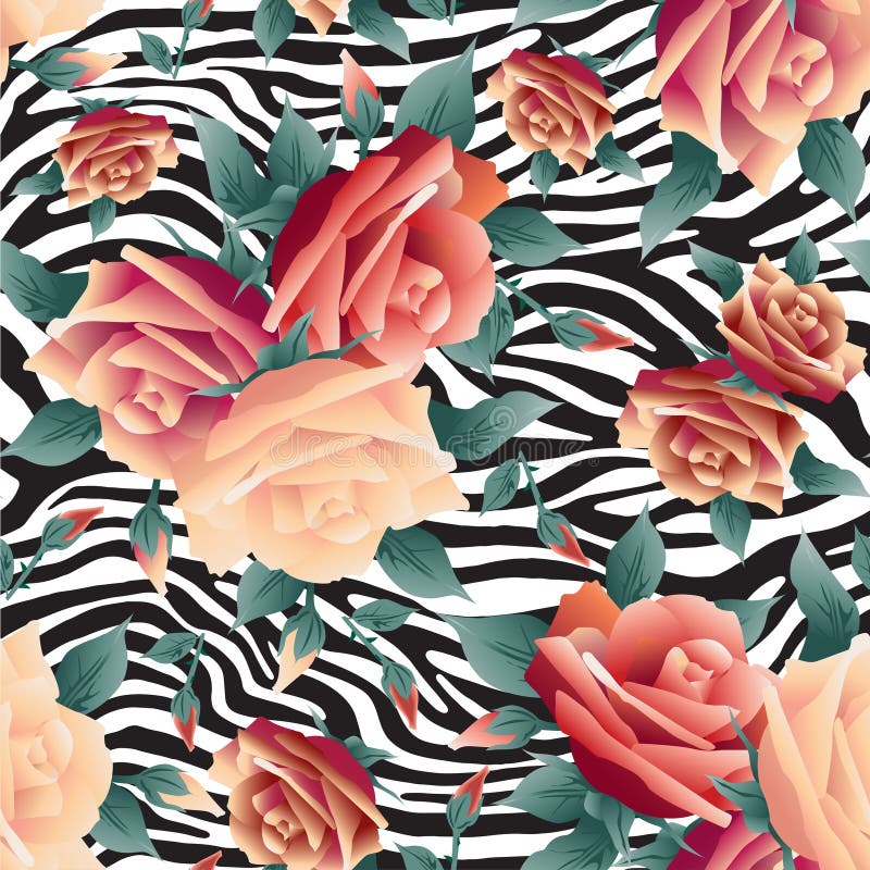 Colorful Rose Fabric Print Vector Seamless Pattern Stock Vector ...