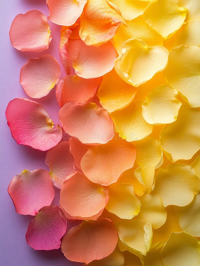 Colorful Rose Petals Gradient from Pink To Yellow. Stock Image - Image ...