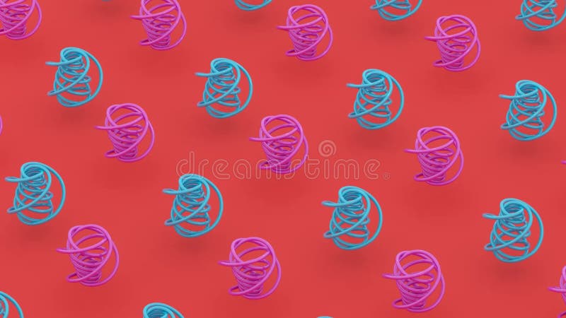 Colorful Rotating Shapes on Red Background. Abstract 3d Rendering of ...