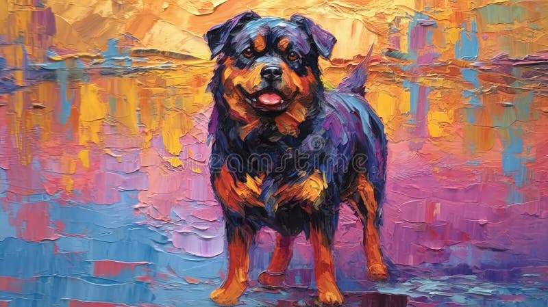 Colorful Rottweiler Painting Stock Illustration - Illustration of ...