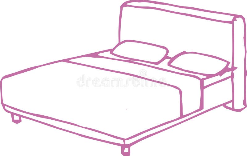 Colorful Rough Sketch of Handwritten Bed Outline Stock Vector ...