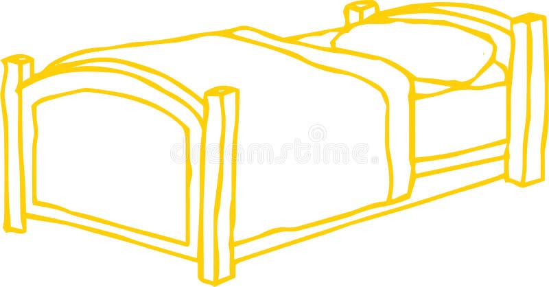 Colorful Rough Sketch of Handwritten Bed Outline Stock Vector ...