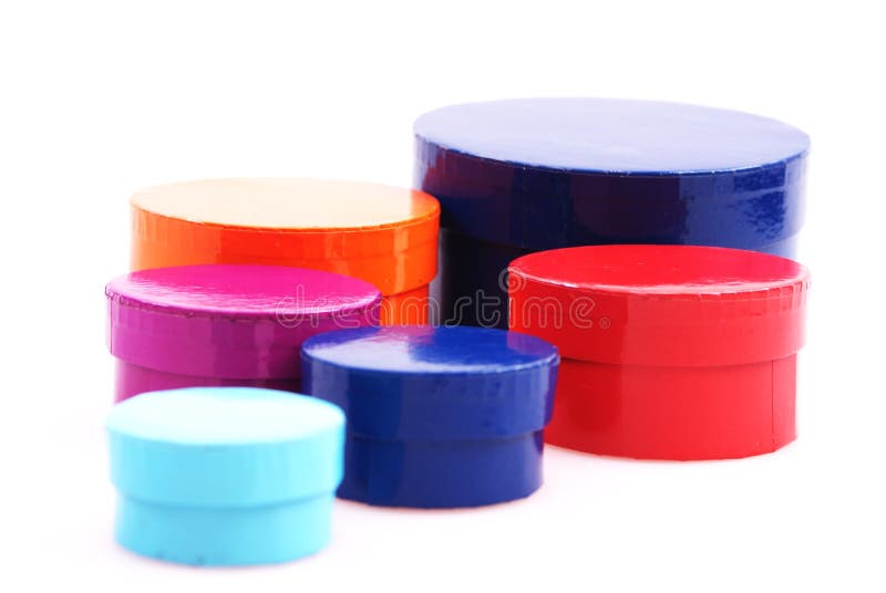 Colorful round boxes stock image. Image of gift, surprise - 13685739