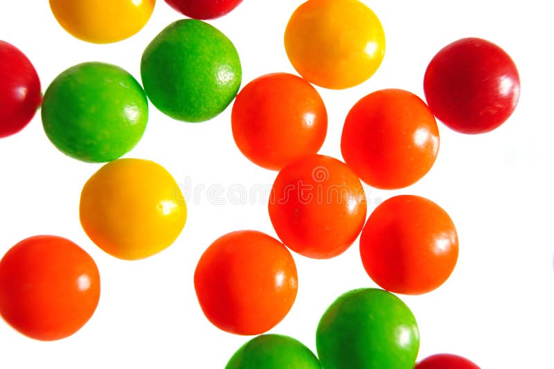 Colorful Round Candy Pieces on White Background Stock Image - Image of ...