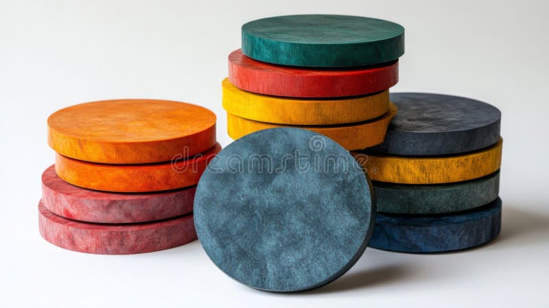 Colorful Round Coasters Stacked on White Background Stock Illustration ...