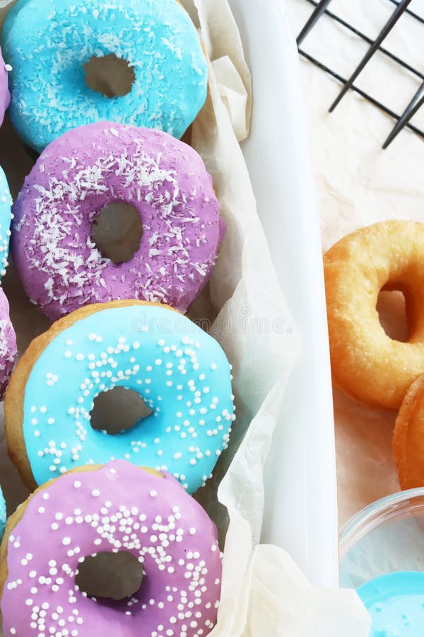 Colorful Round Donuts on the Table Stock Image - Image of food ...