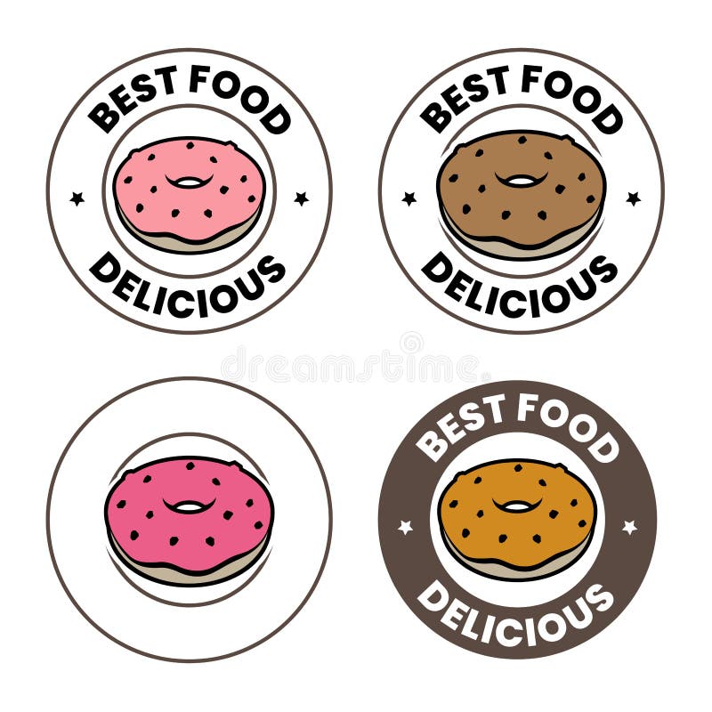 Colorful Round Doughnut Icon with Text - Set 3 Stock Vector ...