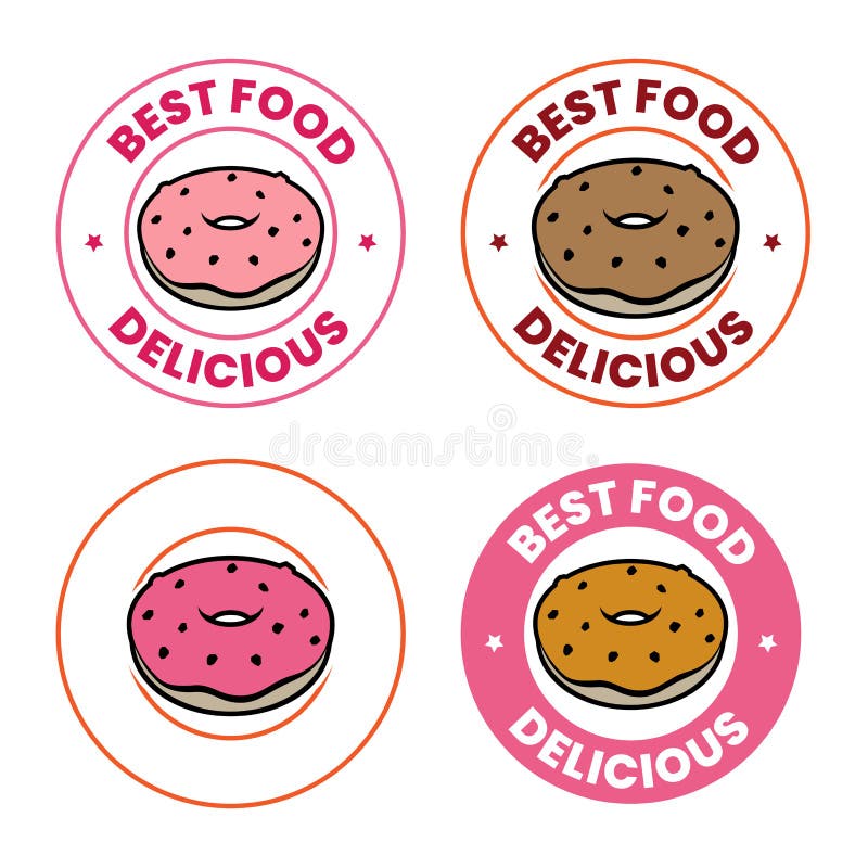 Colorful Round Doughnut Icon with Text - Set 6 Stock Vector ...