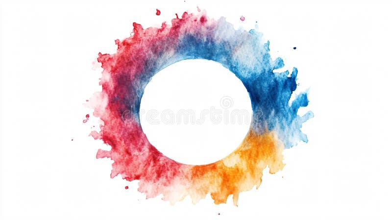 Colorful Round Frame Painted with Watercolors for Creative Designs ...