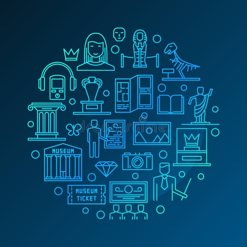 Colorful Round Museum Symbol Stock Vector - Illustration of gallery ...