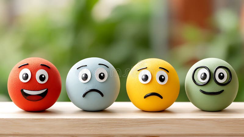 Colorful Round Objects Displaying a Range of Human Emotions Stock ...
