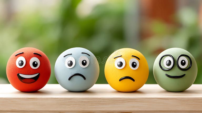 Colorful Round Objects Displaying a Range of Human Emotions Stock ...