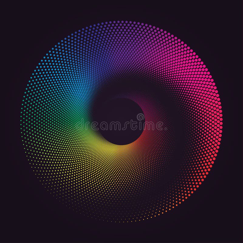 Colorful Round Spiral Abstract Rainbow Dots Background. Vortex Vector ...