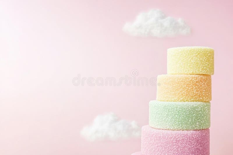 Colorful Round Stack in Pastel Dreamy Scene and Simple Background Stock ...