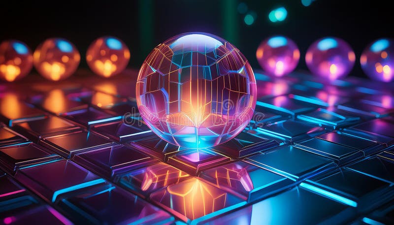 Colorful Round Transparent Ball on Keyboard Stock Photo - Image of ...