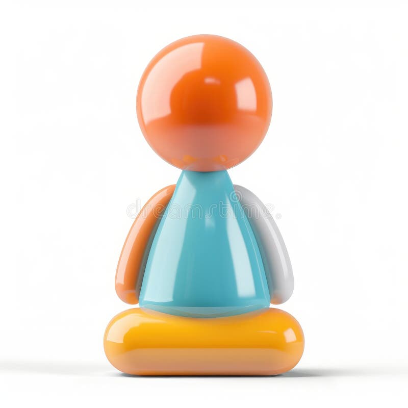 3D Render of Colorful Abstract Figure in Meditation Pose Stock ...