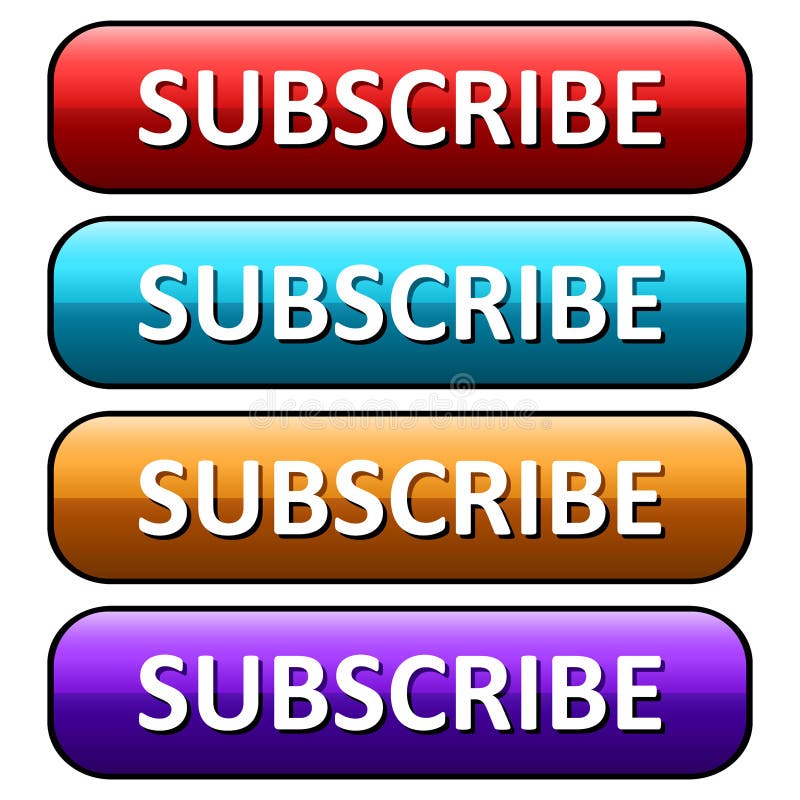 Colorful, Rounded, Rectangle Subscribe Button. Four Color Variations ...