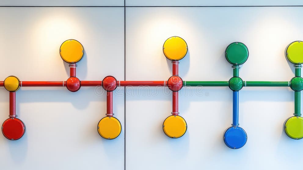 Colorful Route Display Circles Lines on White Panel - Art Installation ...