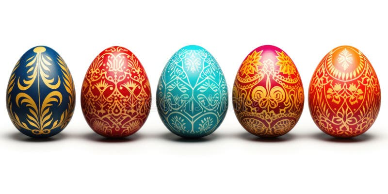 A Colorful Row of Easter Eggs, Each Uniquely Painted. Perfect for ...