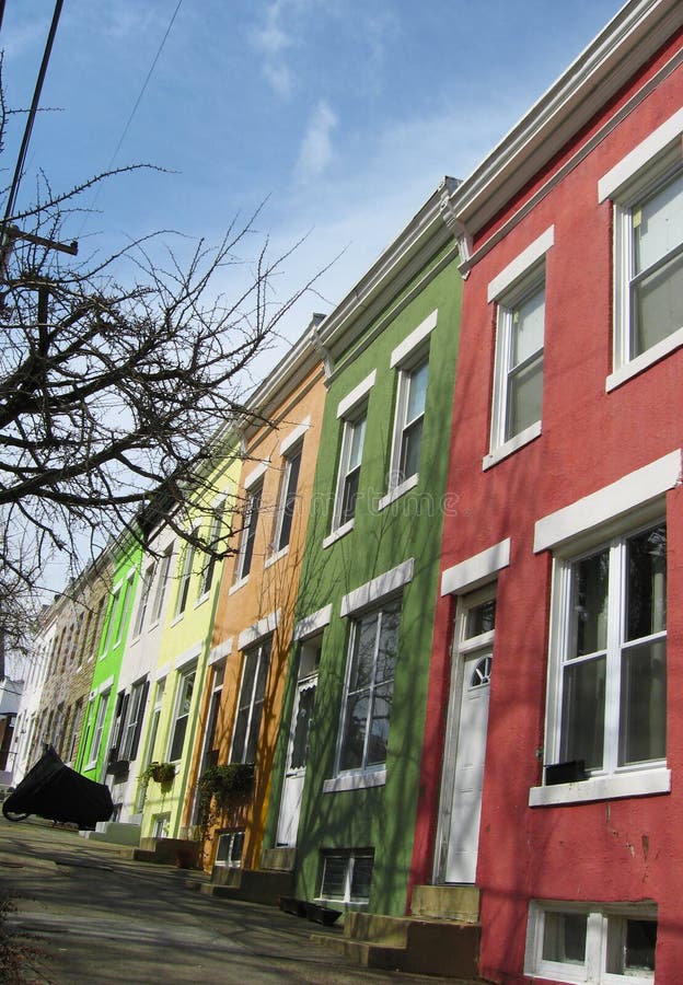 Colorful Row Houses stock image. Image of green, buildings - 18844657